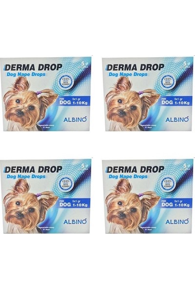 Albino Maxi Derma Drop Doğal Köpek Ense Damlası 5’li Damla Paketi (1-10 Kg. Köpekler Için) x 4 Adet Albino Maxi Derma Drop Doğal Köpek Ense Damlası 5’li Damla Paketi (1-10 Kg. Köpekler Için) x 4 Adet