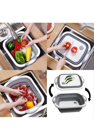 Zuzu Made Fonksiyonel Kesme Tahtası ve Sebze Meyve Yıkama Sepeti