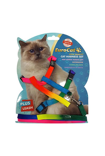 Eurocat Gökkuşağı Desenli Yetişkin Kedi Göğüs Tasması Eurocat Gökkuşağı Desenli Yetişkin Kedi Göğüs Tasması