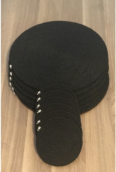 My İstasyon Myistasyon Siyah Kordon Ip Amerikan Servis Supla 6 Adet Tabak Altlığı 6 Adet Bardak Altlığı My İstasyon Myistasyon Siyah Kordon Ip Amerikan Servis Supla 6 Adet Tabak Altlığı 6 Adet Bardak Altlığı