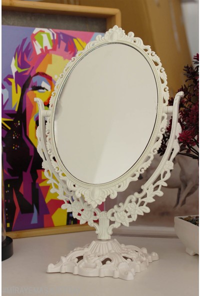 Medizzone Masaüstü Dekoratif Oval Makyaj Aynası Beyaz Medizzone Masaüstü Dekoratif Oval Makyaj Aynası Beyaz