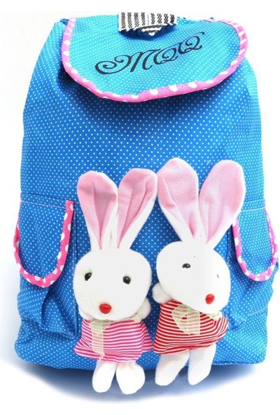 Masho Trend Tavşan Peluşlu Mavi Çanta 35 x 37 - Plaj Çantası - Çocuk Çantası - Çocuk Sırt Çantası