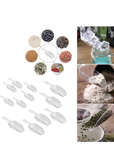 Anadolu Saray Çarşısı 12 Li Lüx Baharat Kaşığı | Baharat ve Bakliyat Küreği 12 Adet 2 Farklı Boy