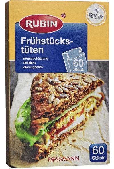 Rubin Sandviç Poşeti - Kağıt 12,5 cm + 6,5 cm (Körük) x 20 cm 60'lı