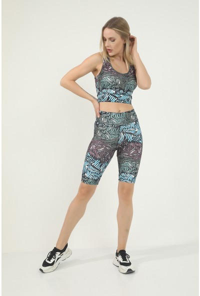 Grenj Fashion Mavi Mixed Desen Dijital Baskılı Basic Büstiyer Grenj Fashion Mavi Mixed Desen Dijital Baskılı Basic Büstiyer