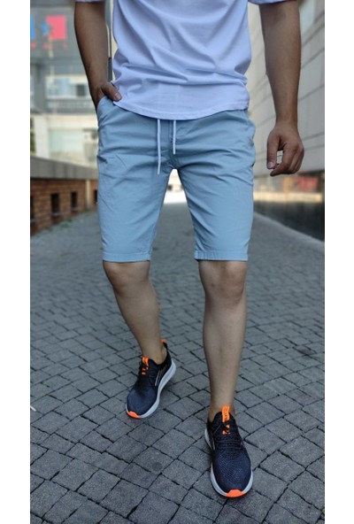 Ci&ca Erkek Buz Mavi Bel Lastik Likralı Kapri Şort 38