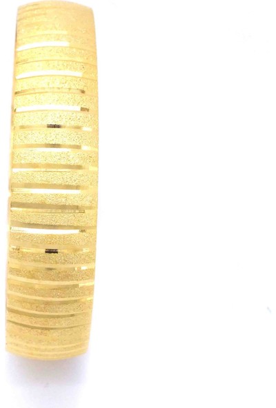 Ferizz Düz Çizgili Altın Kaplama Bilezik 15MM