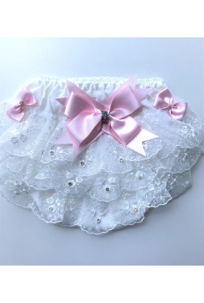 Kardeşler Kız Bebek Pembe Fiyonklu Dantelli Külot