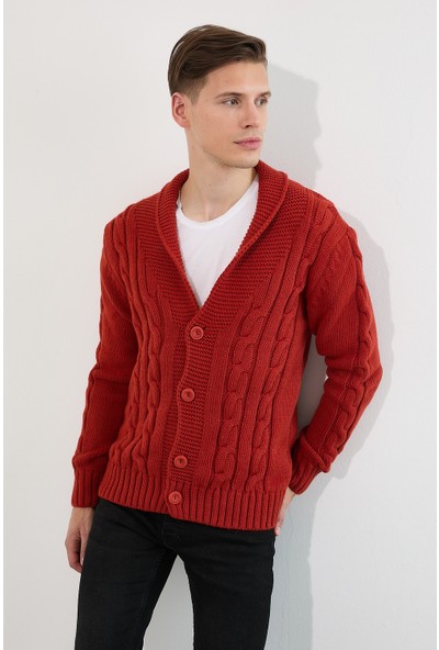 Tarz Cool Erkek Bordo Saç Örgü Şal YAKA-HRK8080R03