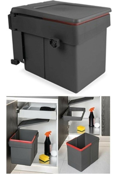 Metali Dolap Içi Çöp Kovası Antrasit 15 Lt