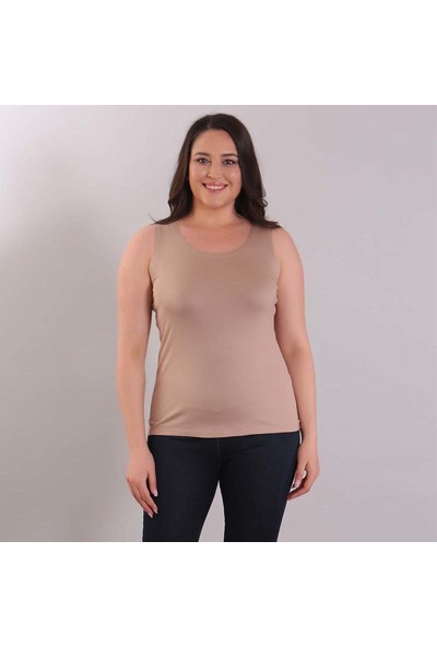 Geniş Askılı Basic Vizon Büyük Beden Bluz Geniş Askılı Basic Vizon Büyük Beden Bluz