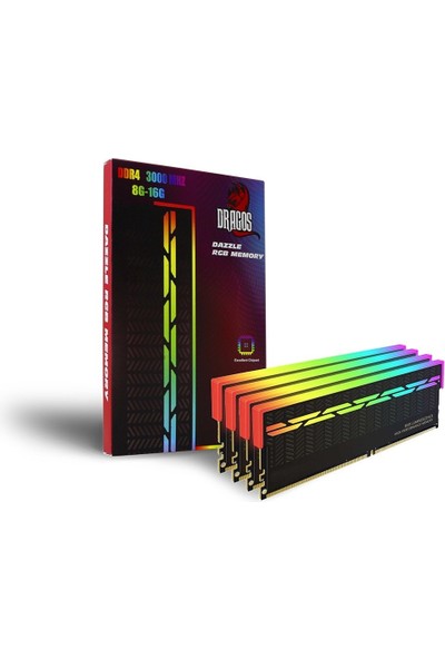 Dragos Sirius Vega M 16GB DDR4 3000MHZ Siyah Pcb Pc Ram RGB