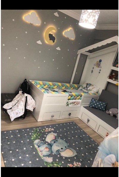 Bugy Bagy Bulut Üzeri Uyuyan Sevimli Fil ve 2 Beyaz Bulut Lamba Çocuk Odası Dekoratif Gece Lambası Bugy Bagy Bulut Üzeri Uyuyan Sevimli Fil ve 2 Beyaz Bulut Lamba Çocuk Odası Dekoratif Gece Lambası