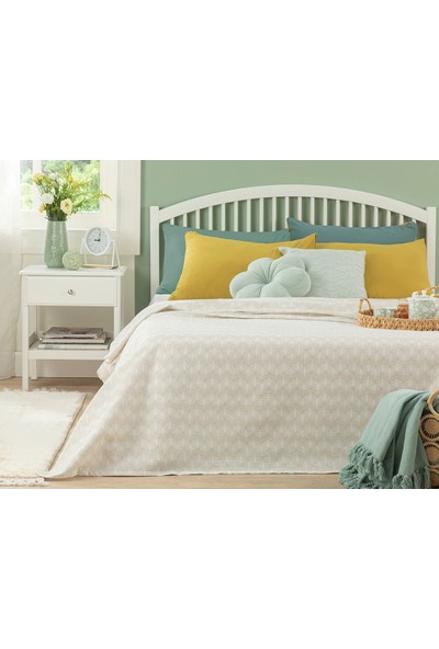 English Home Palm Shadow Baskılı Çift Kişilik Pike 200 x 220 cm. Bej