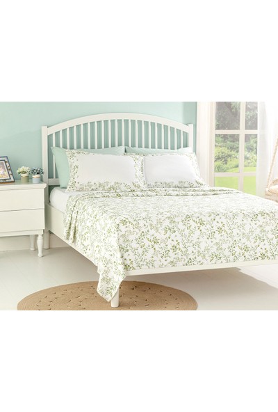 English Home Natur Baskılı Tek Kişilik Pike Takımı 150 x 220 cm. Yeşil