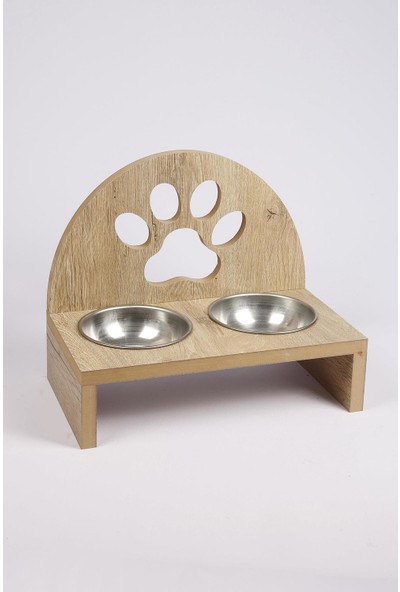 Mini Hediye Patili Ahşap Kedi Mama Kabı Köpek Mama Su Kabı Çelik Kase Mini Hediye Patili Ahşap Kedi Mama Kabı Köpek Mama Su Kabı Çelik Kase