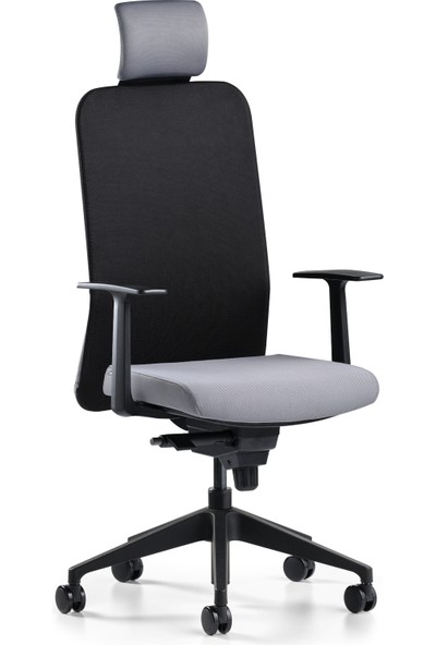 Bürotime Comfy Başlıklı Çalışma Koltuğu | Sabit Kol | Plastik Ayak | Siyah/antrasit Bürotime Comfy Başlıklı Çalışma Koltuğu | Sabit Kol | Plastik Ayak | Siyah/antrasit