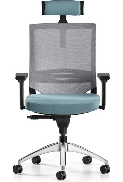 Bürotime Cozy Başlıklı Çalışma Koltuğu - 3D Kol - Alüminyum Ayak - Mint Yeşili/gri Bürotime Cozy Başlıklı Çalışma Koltuğu - 3D Kol - Alüminyum Ayak - Mint Yeşili/gri