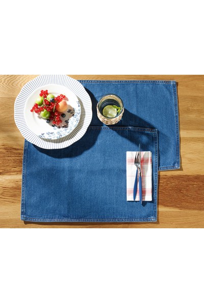 English Home Peggy Pamuk 2'li Amerıkan Servis 30 x 45 cm. İndigo