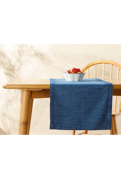 English Home Peggy Pamuk Runner 40 x 150 cm. İndigo