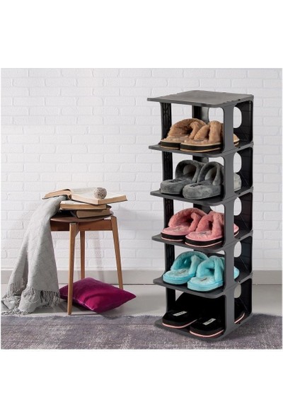 Trend Maison Antrasit Lüks Ayakkabılık 5 Katlı Üste ve Yana Doğru Çoğalabilir