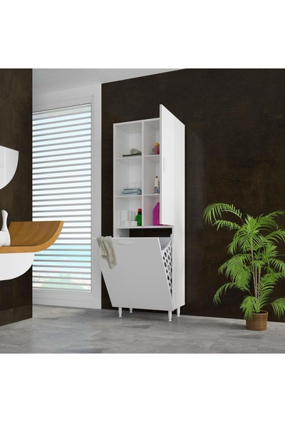 Modilayn İnci 6 Raflı Kirli Çamaşır Dolabı