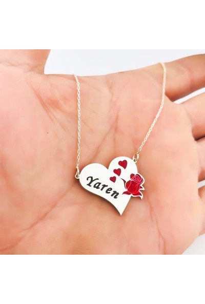 MaGümüş Yeni Mineli Renkli Kalp Gül Isimli Gümüş Isim Kolye MaGümüş Yeni Mineli Renkli Kalp Gül Isimli Gümüş Isim Kolye