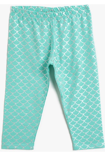 Koton Kız Çocuk Denizkızı Temalı Tayt Baskılı Pamuklu