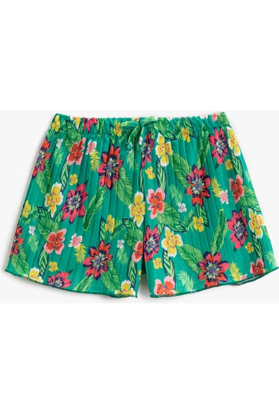 Koton Kız Çocuk Çiçekli Şort Pileli Normal Bel