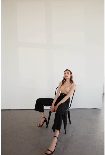 Vatkalı Flared Bol Paça Jean Antrasit