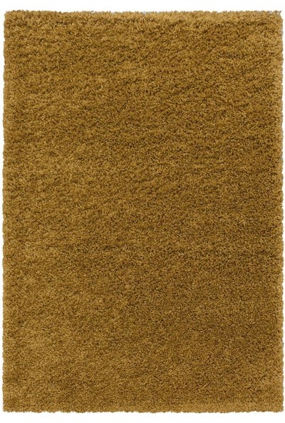 Oves Home Shaggy Halı Salon Halısı Yumuşak Yüksek Havlı Düz Altın Gold Dore