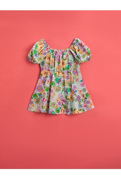 Koton Kız Bebek Çiçekli Yazlık Elbise Kisa Kollu