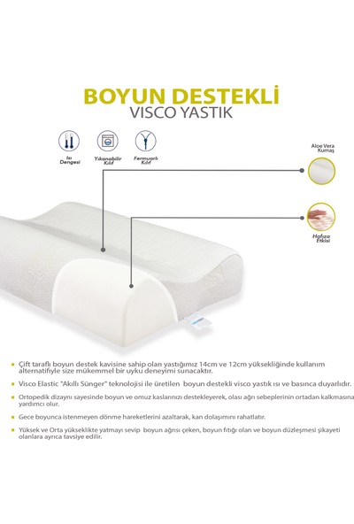 Visco Foam Aloevera Boyun Destekli Yastık Visco Yastık Visco Foam Aloevera Boyun Destekli Yastık Visco Yastık