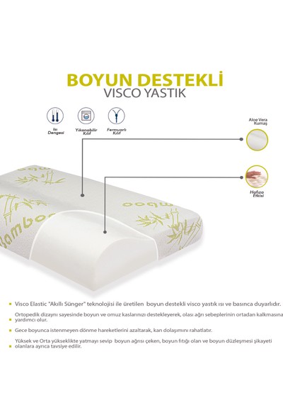 Visco Foam Bamboo Boyun Destekli Yastık Visco Yastık Visco Foam Bamboo Boyun Destekli Yastık Visco Yastık