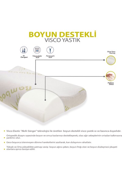 Visco Foam Bamboo Boyun Destekli Yastık Visco Yastık Visco Foam Bamboo Boyun Destekli Yastık Visco Yastık
