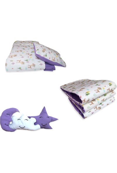 Bebek Özel Pamuklu Park Beşik Bebek Uyku Seti 9 Parça (Karaca Desen/lila) Bebek Özel Pamuklu Park Beşik Bebek Uyku Seti 9 Parça (Karaca Desen/lila)
