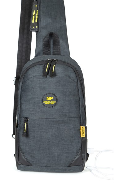 Av A Dos Unisex Keten USB Kulaklık Çıkışlı Çapraz Askılı Bel Omuz Çanta