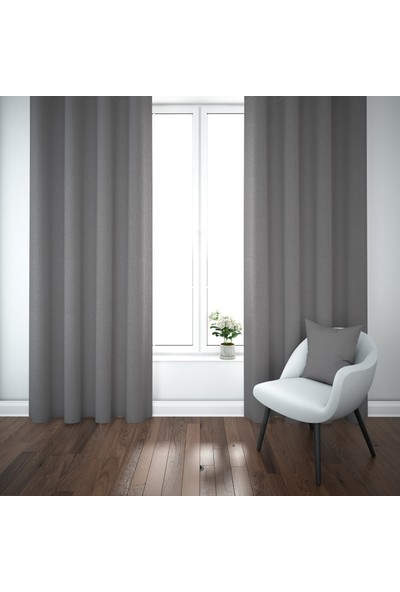 Karnaval Home Gri Petek Kadife Dokulu Düz Dikim Fon Perde