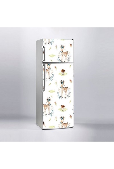 Sticker Art Buzdolabı Sticker Kaplama Dolap Kaplama Etiketi Geyik Mantar
