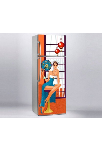 Sticker Art Buzdolabı Sticker Kaplama Dolap Kaplama Etiketi Japon Kadın