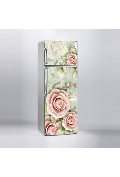 Sticker Art Buzdolabı Sticker Kaplama Dolap Kaplama Etiketi Güller 3D