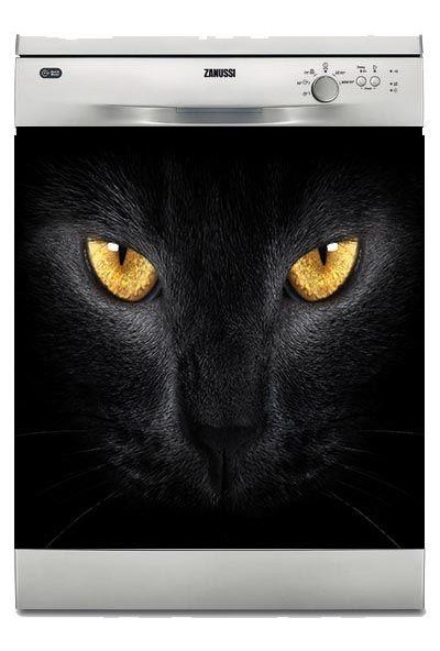 Sticker Art Bulaşık Makinesi Sticker Kaplama Beyaz Eşya Kaplama Kedi Yüzü