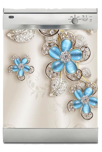 Sticker Art Bulaşık Makinesi Sticker Kaplama Beyaz Eşya Kaplama 3D Çiçek