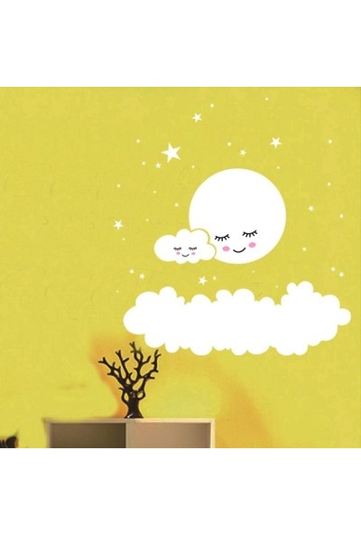 Dez Bulut Yıldız ve Sevimli Ay Çocuk Odası Duvar Stıcker