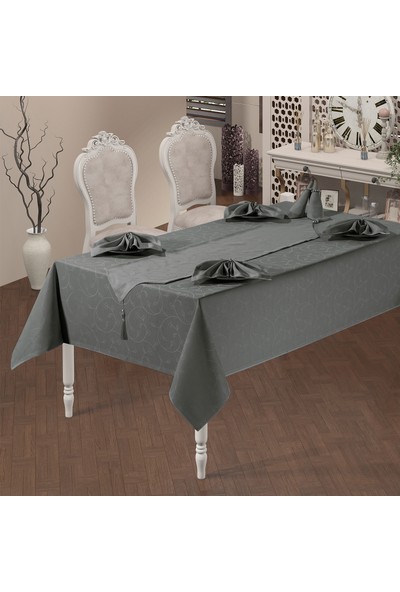 Bir Home Lüx Jakarlı Keten (Desenli) Leke Tutmaz Dertsiz Masa Örtüsü Seti 12 Kişilik Bir Home Lüx Jakarlı Keten (Desenli) Leke Tutmaz Dertsiz Masa Örtüsü Seti 12 Kişilik
