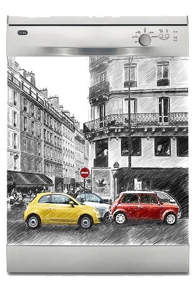 Sticker Art Bulaşık Makinesi Sticker Kaplama Beyaz Eşya Kaplama Kırmızı Araba Sticker Art Bulaşık Makinesi Sticker Kaplama Beyaz Eşya Kaplama Kırmızı Araba