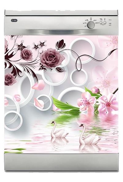 Sticker Art Bulaşık Makinesi Sticker Kaplama Beyaz Eşya Kaplama Kuğular Sticker Art Bulaşık Makinesi Sticker Kaplama Beyaz Eşya Kaplama Kuğular