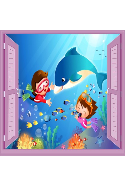 Sticker Art Çocuk Odası Bebek Odası Pencere Poster Duvar Kağıdı Su Altı Sticker Art Çocuk Odası Bebek Odası Pencere Poster Duvar Kağıdı Su Altı