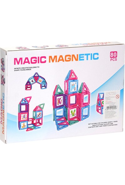 Magic Magnetic 80 Parça Kare Üçgen Magnetik JH6869A