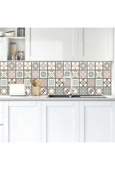 Sticker Art Mutfak Tezgah Arası Folyo Fayans Kaplama Folyosu Fayans Kare Desen
